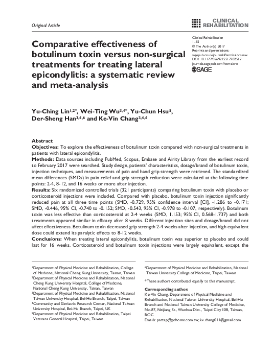 (PDF) Comparative effectiveness of botulinum toxin versus non-surgical treatments for treating ...