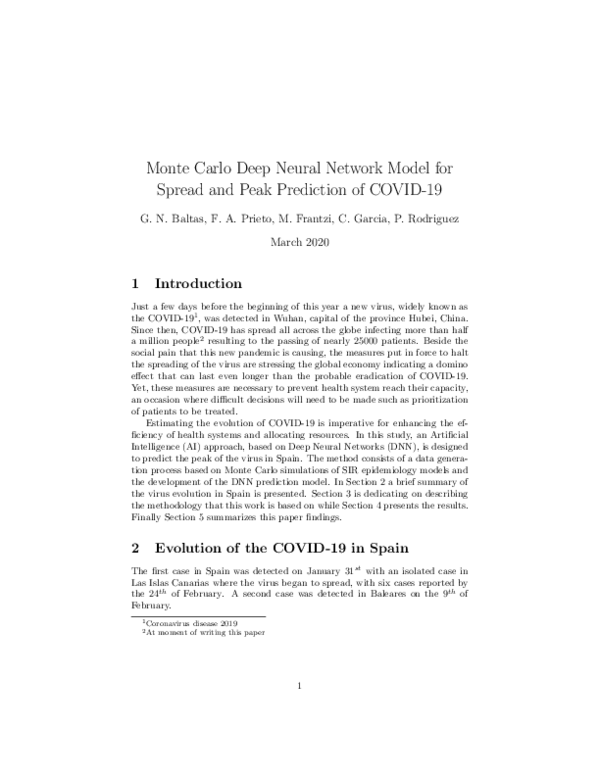(PDF) Monte Carlo Deep Neural Network Model for Spread and Peak Prediction of COVID-19