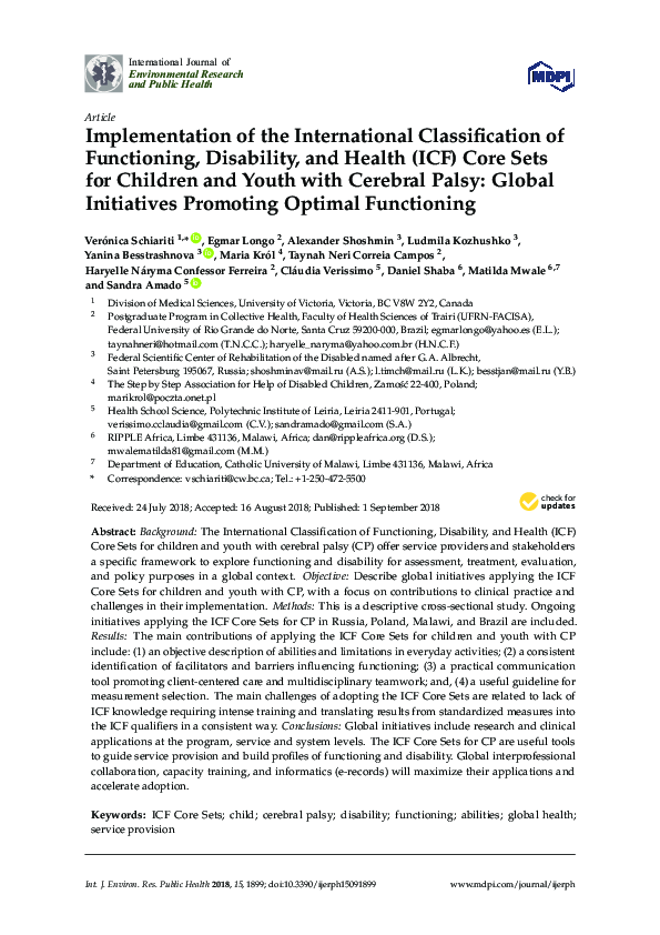 (PDF) Implementation of the International Classification of Functioning, Disability and Health ...