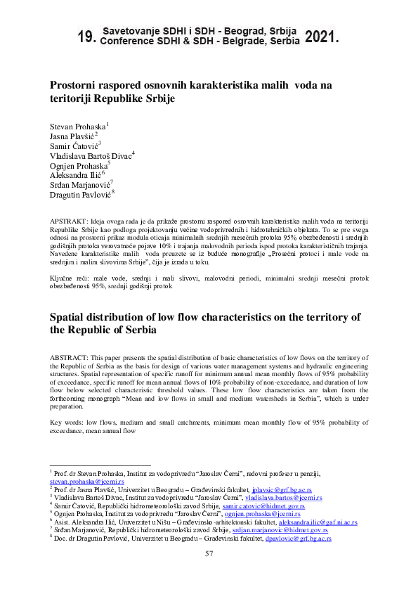 (PDF) Prostorni raspored osnovnih karakteristika malih voda na ...