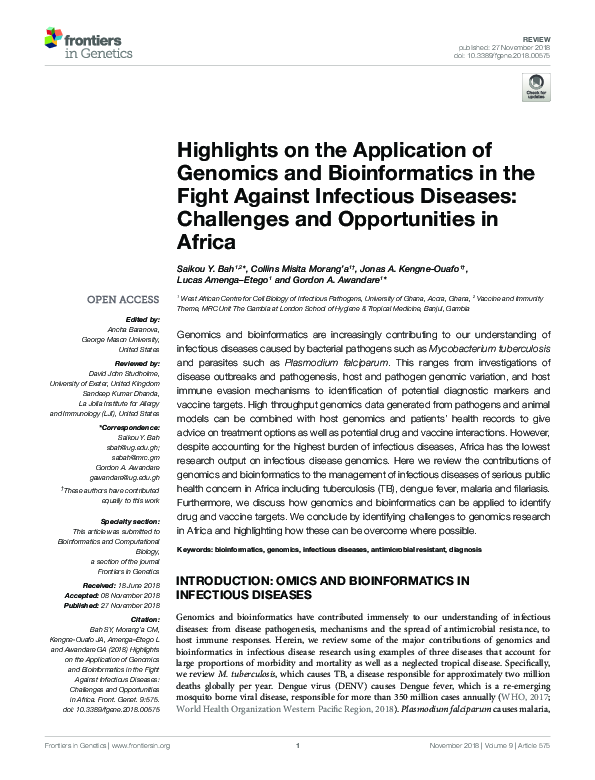 Pdf Highlights On The Application Of Genomics And Bioinformatics In