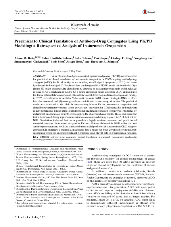 (PDF) Preclinical to Clinical Translation of Antibody-Drug Conjugates ...