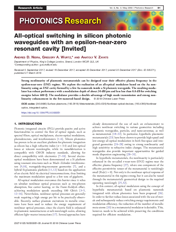 (PDF) All-optical logical operation in photonic wire nano-cavities | Richard De La Rue ...