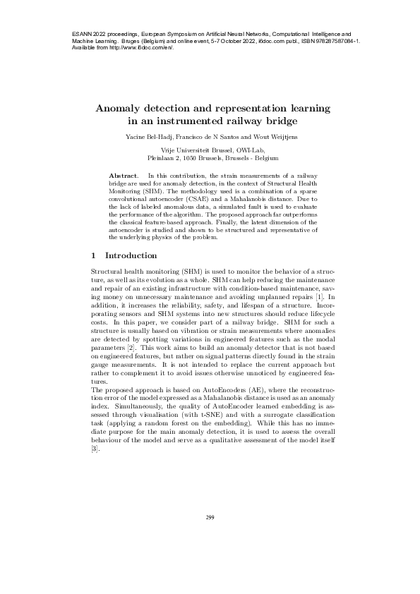 (PDF) Anomaly detection and representation learning in an instrumented railway bridge | Yacine ...