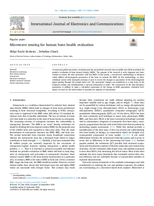 (PDF) Microwave sensing for human bone health evaluation