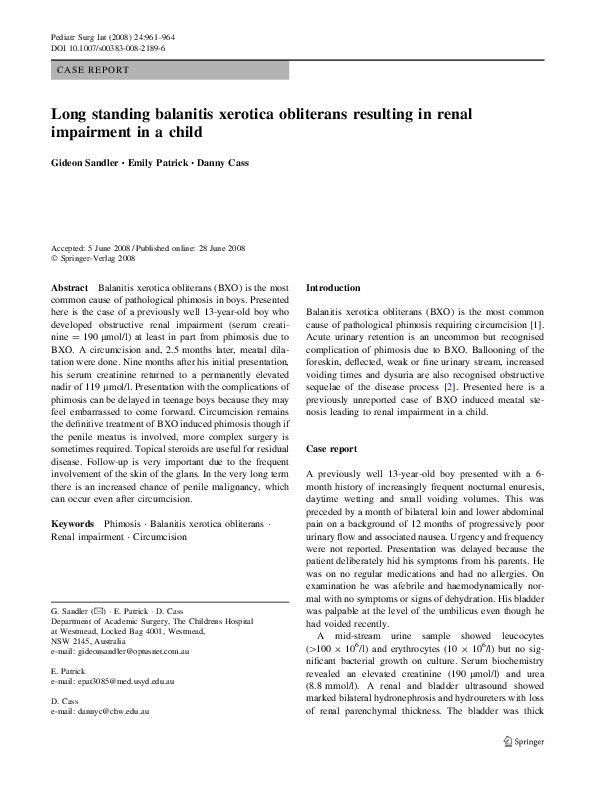 (PDF) Long standing balanitis xerotica obliterans resulting in renal ...