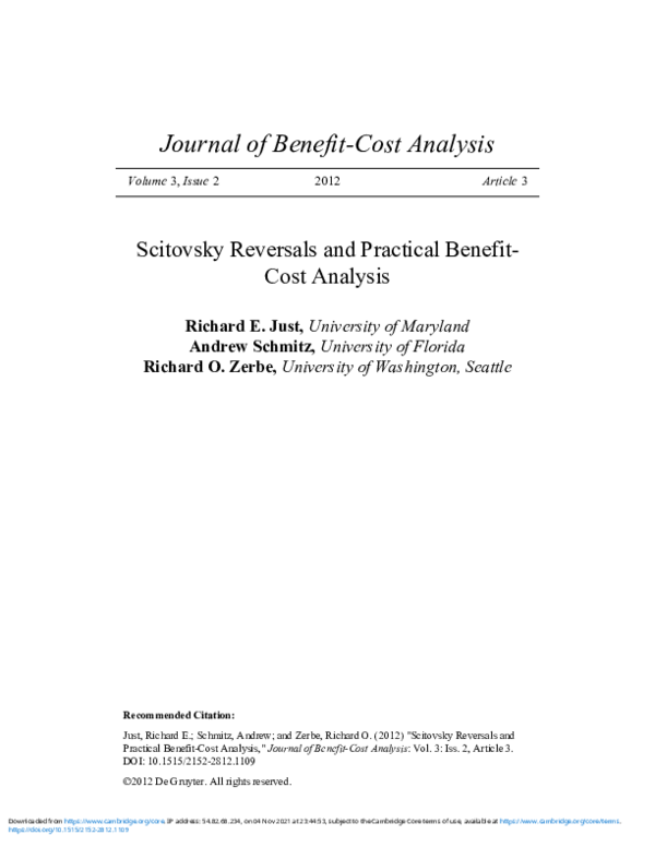 Scitovsky Reversals and Practical Benefit-Cost Analysis