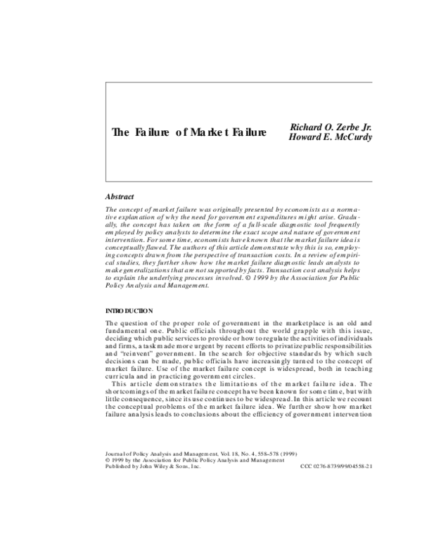 (PDF) The failure of market failure