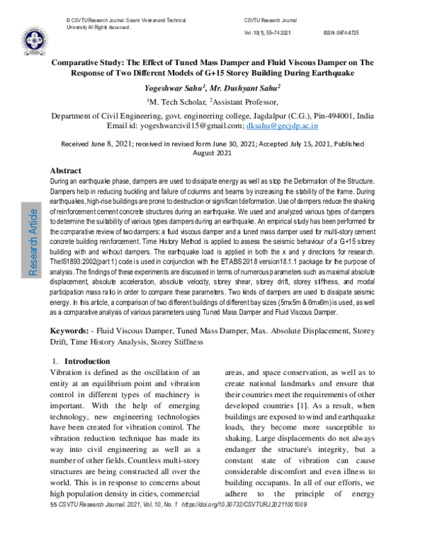 (PDF) Comparative Study: The Effect of Tuned Mass Damper and Fluid ...