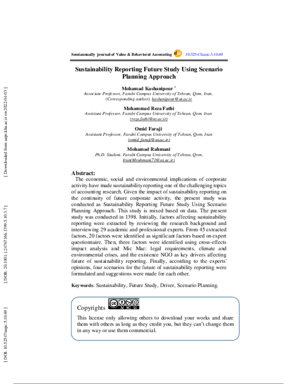 (PDF) Sustainability Reporting Future Study Using Scenario Planning ...