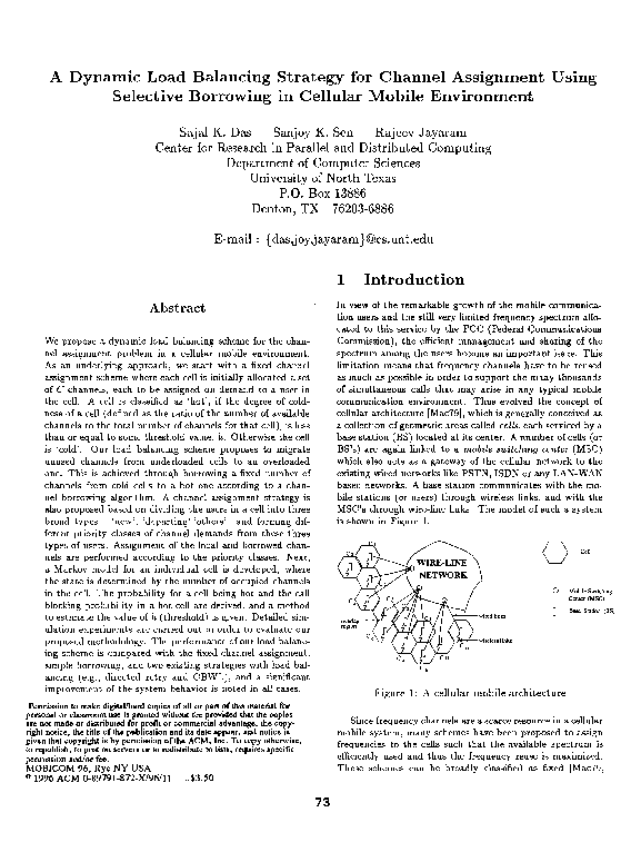 (PDF) A dynamic load balancing strategy for channel assignment using ...