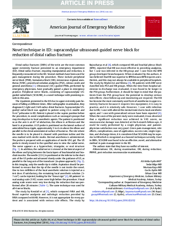 (PDF) Novel technique in ED: supracondylar ultrasound-guided nerve ...