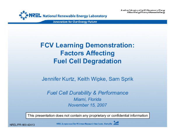 (PDF) FCV Learning Demonstration: Factors Affecting Fuel Cell Degradation