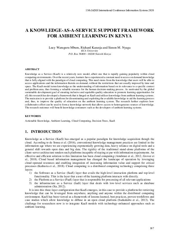 (PDF) A Knowledge-As-A-Service Support Framework for Ambient Learning in Kenya