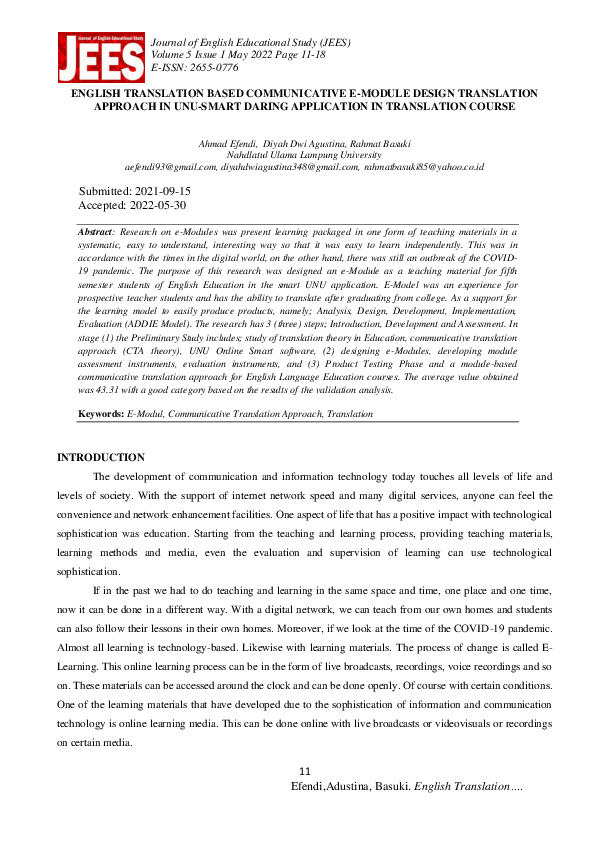 (PDF) English Translation Based Communicative E-Module Design ...