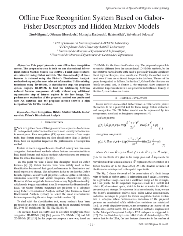 (PDF) Offline Face Recognition System Based on Gabor- Fisher Descriptors and Hidden Markov Models