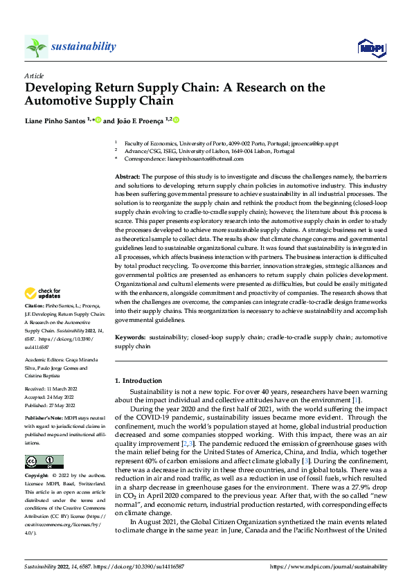 (PDF) Developing Return Supply Chain: A Research on the Automotive ...