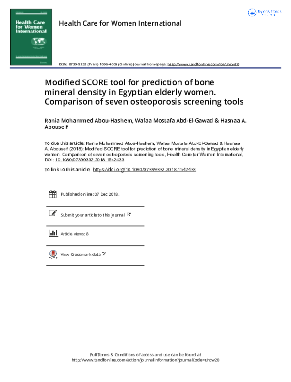 (PDF) Modified SCORE tool for prediction of bone mineral density in ...