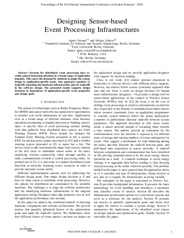 (PDF) Designing Sensor-Based Event Processing Infrastructures