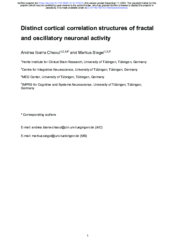 (PDF) Distinct cortical correlation structures of fractal and ...