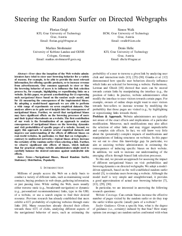 (PDF) Steering the Random Surfer on Directed Webgraphs