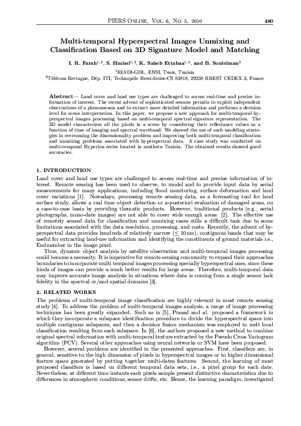 Pdf Multi Temporal Hyperspectral Images Unmixing And Classification Based On 3d Signature