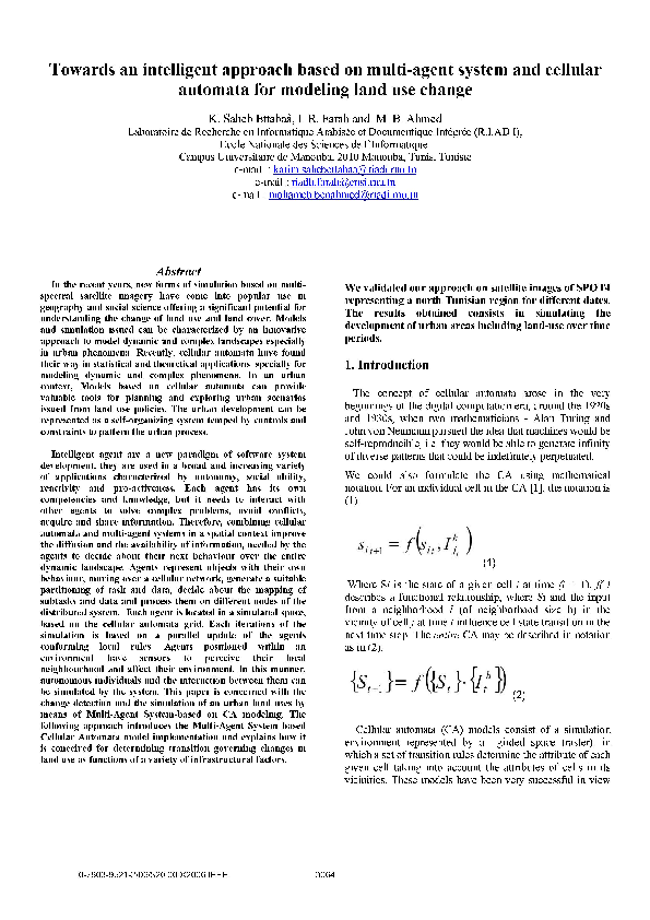 (PDF) Towards an intelligent approach based on multi-agent system and cellular automata for ...