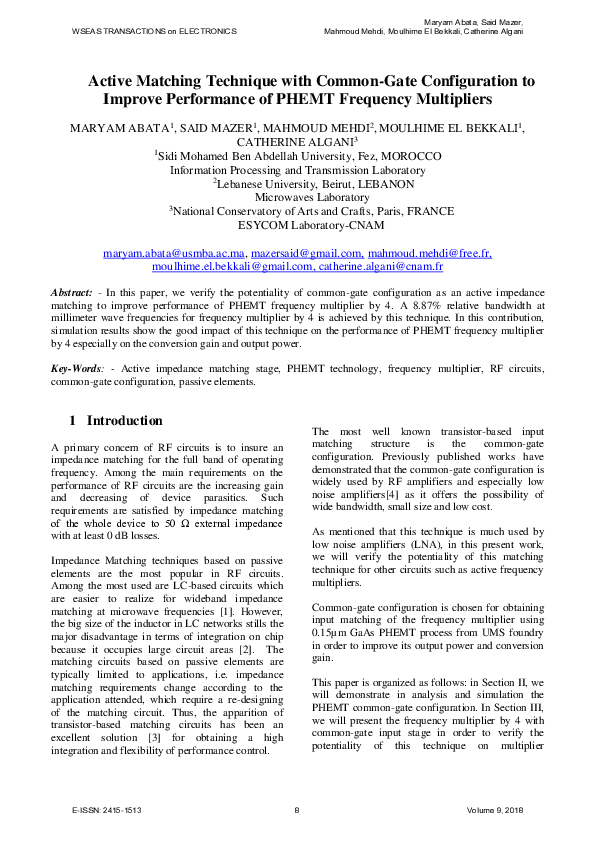 (PDF) Active Matching Technique with Common-Gate Configuration to ...