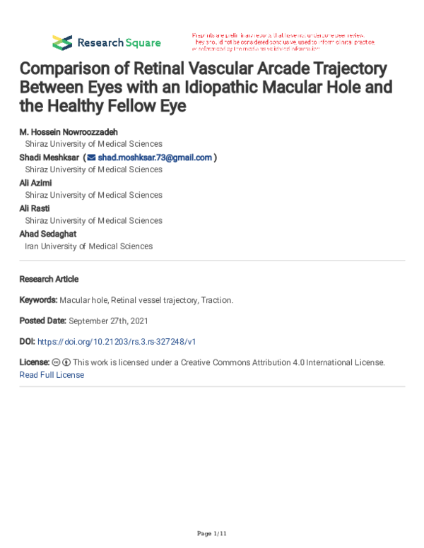 (PDF) Comparison of Retinal Vascular Arcade Trajectory Between Eyes ...