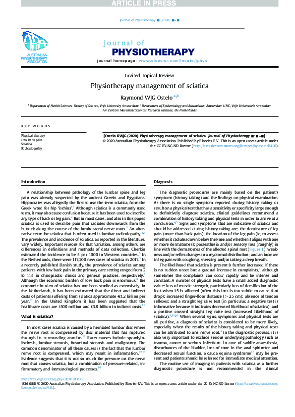 (PDF) Physiotherapy management of sciatica