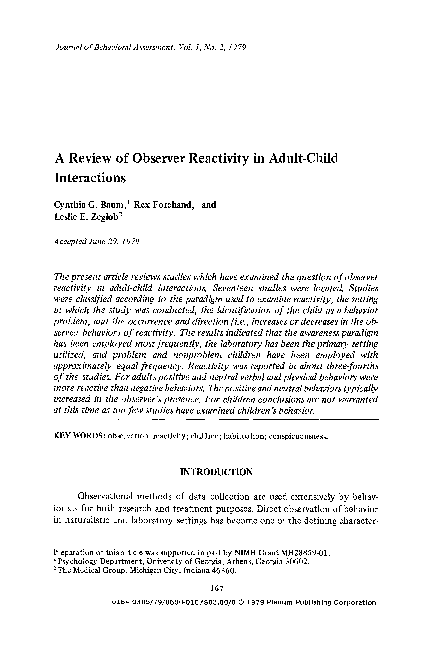 (PDF) A review of observer reactivity in adult-child interactions