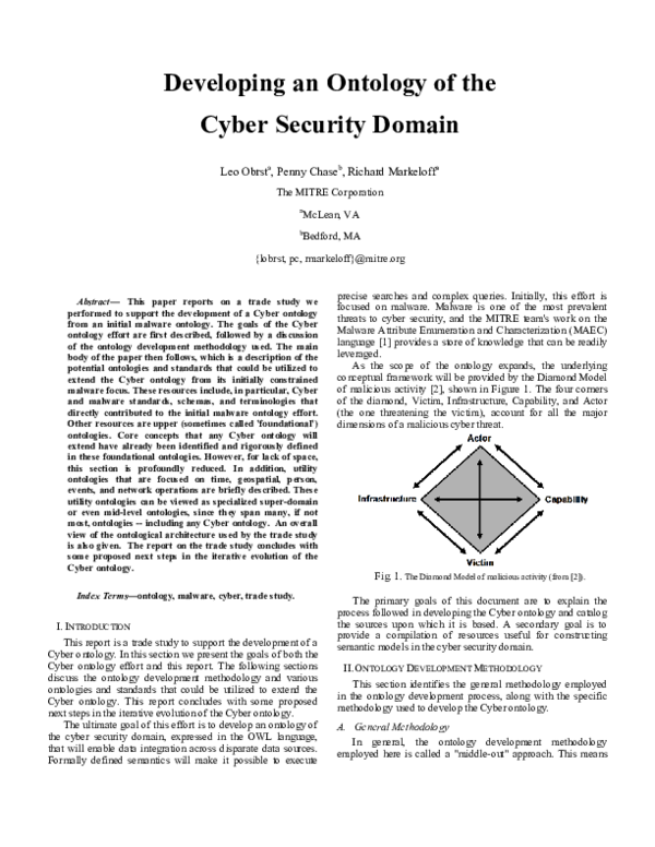 (PDF) Developing an Ontology of the Cyber Security Domain