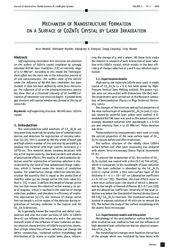 (PDF) Mechanism of Nanostructure Formation on a Surface of Cdznte ...