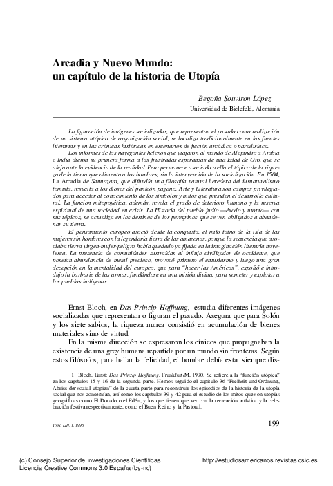 (PDF) Arcadia y Nuevo Mundo: un capítulo de la historia de Utopía