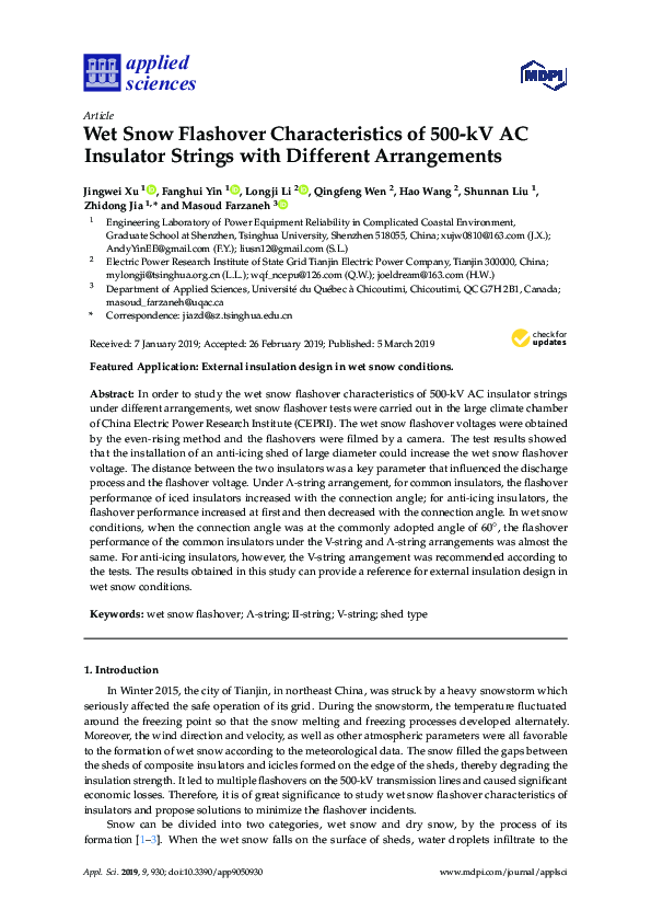 (PDF) Wet Snow Flashover Characteristics of 500-kV AC Insulator Strings ...