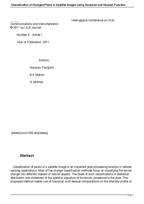 (PDF) Classification of Changed Pixels in Satellite Images Using Gaussian and Hessian Function}