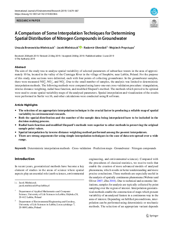 Pdf Spatial Interpolation Techniques