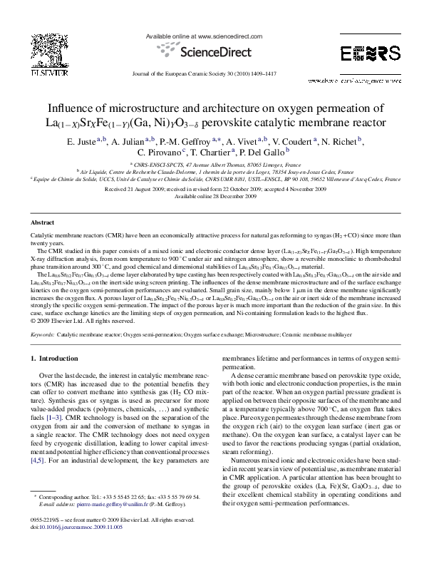 Pdf Influence Of Microstructure And Architecture On Oxygen Permeation