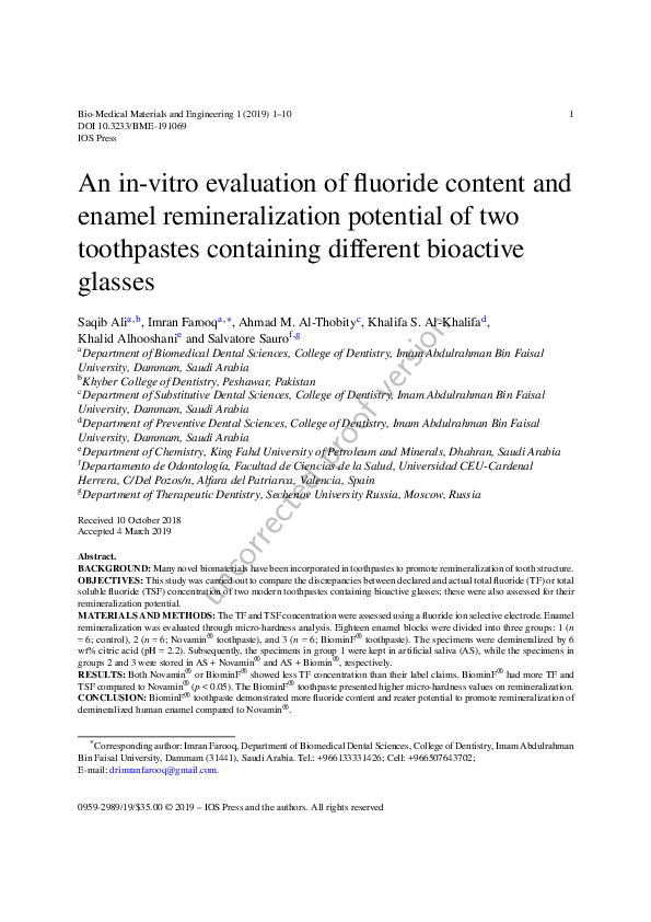(PDF) An in-vitro evaluation of fluoride content and enamel remineralization potential of two ...