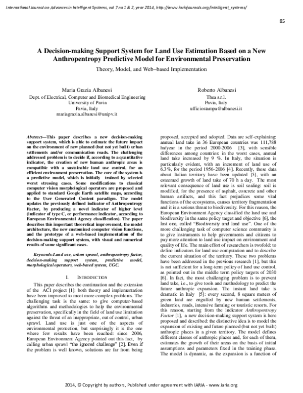 (PDF) A Decision-making Support System for Land Use Estimation Based on ...