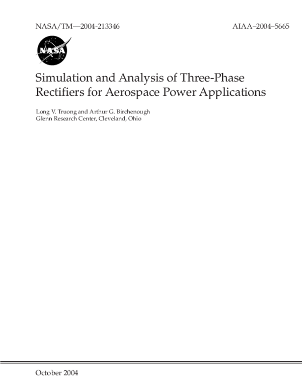 (PDF) Simulation and Analysis of Three-Phase Rectifiers for Aerospace ...