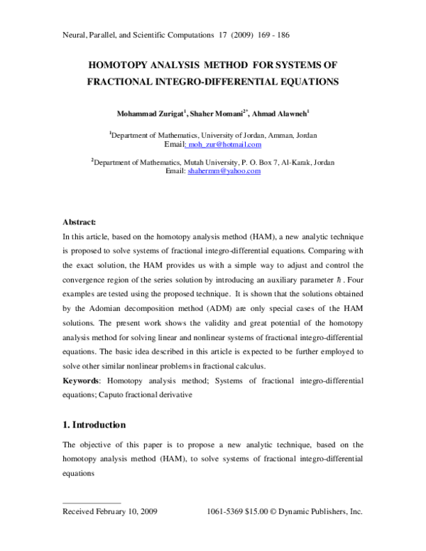 (PDF) The homotopy analysis method for handling systems of fractional ...