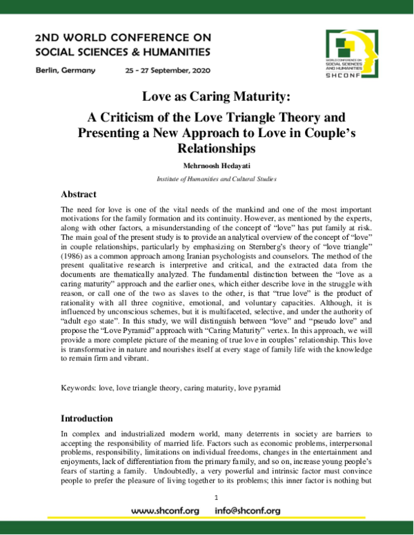 (PDF) Love as Caring Maturity: A Criticism of the Love Triangle Theory ...