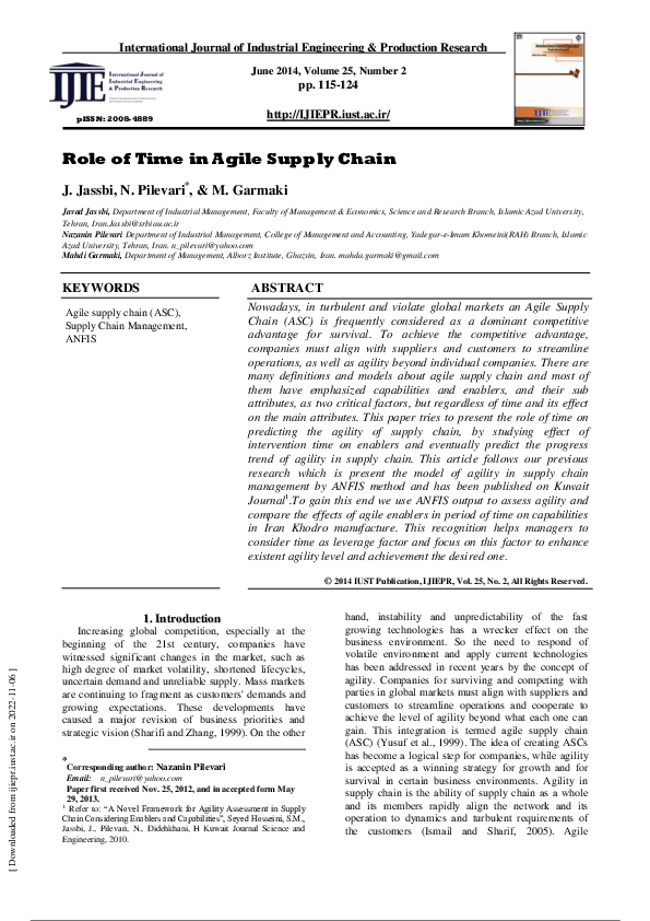 (PDF) Role of Time in Agile Supply Chain