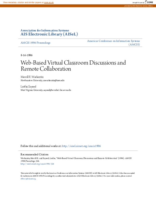 (PDF) Web-Based Virtual Classroom Discussions and Remote Collaboration