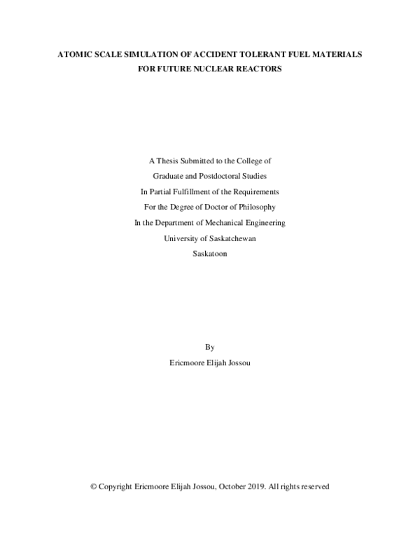 (PDF) Atomic Scale Simulation of Accident Tolerant Fuel Materials for ...