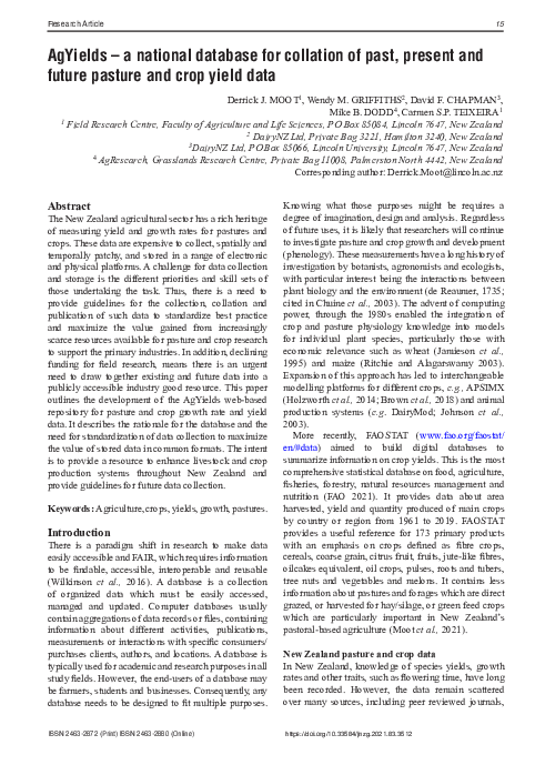 (PDF) AgYields - a national database for collation of past, present and ...