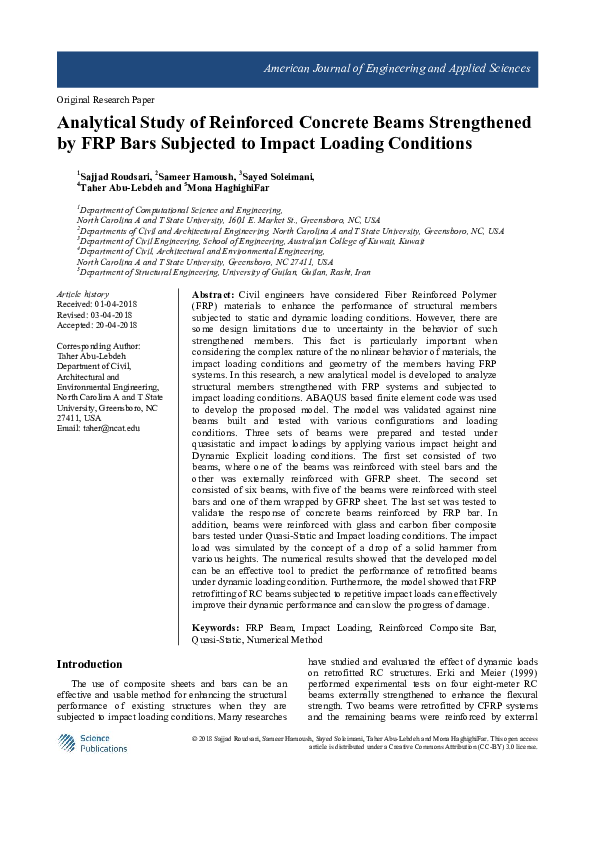 (PDF) Analytical Study of Reinforced Concrete Beams Strengthened with ...