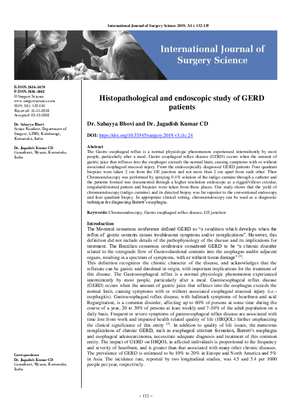 (PDF) Histopathological and endoscopic study of GERD patients