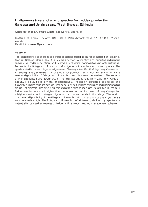 (PDF) Indigenous tree and shrub species for fodder production in ...